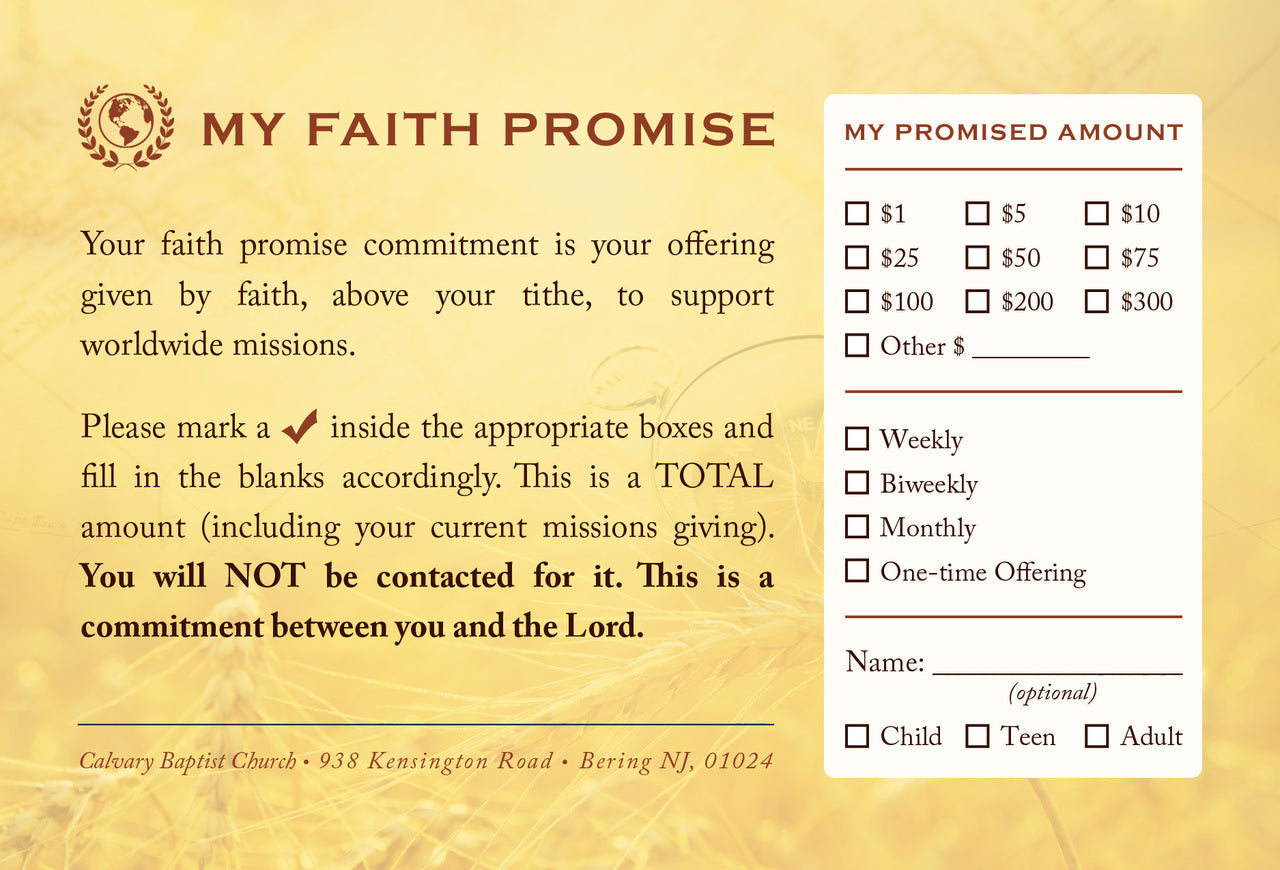 Faith Promise Commitment Card - Non-Perforated (A) – North Valley ...